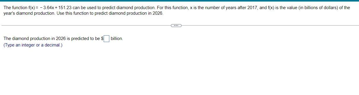 Solved The function f(x)=−3.64x+151.23 can be used to | Chegg.com