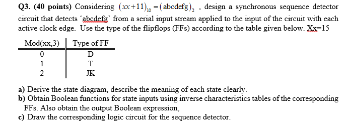 Solved Q3. (40 points) Considering (xx+11),0 = (abcdefg), - | Chegg.com