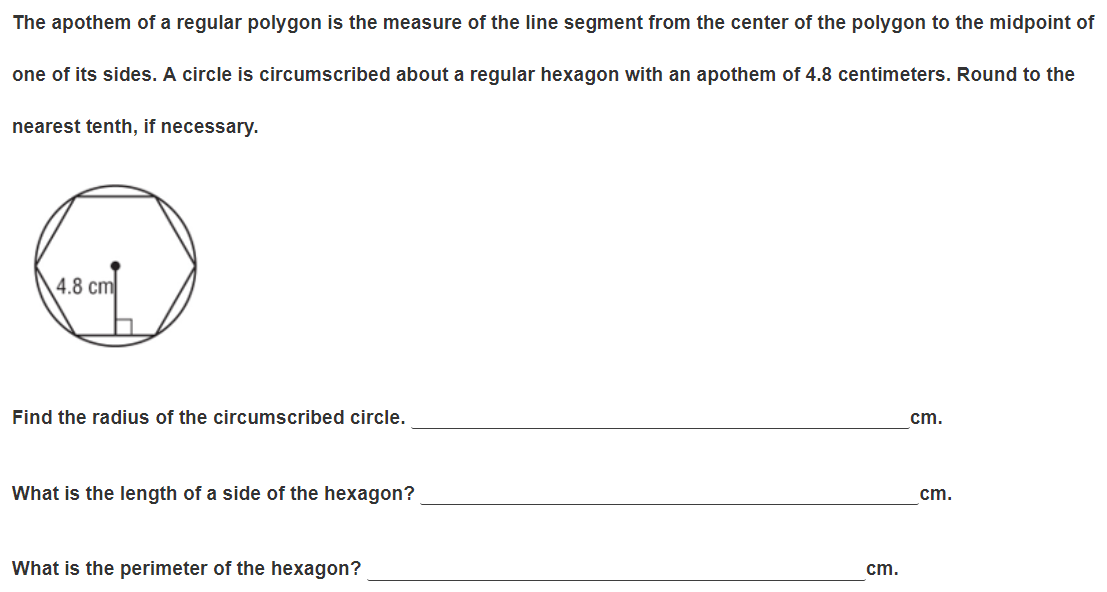 Solved The apothem of a regular polygon is the measure of | Chegg.com