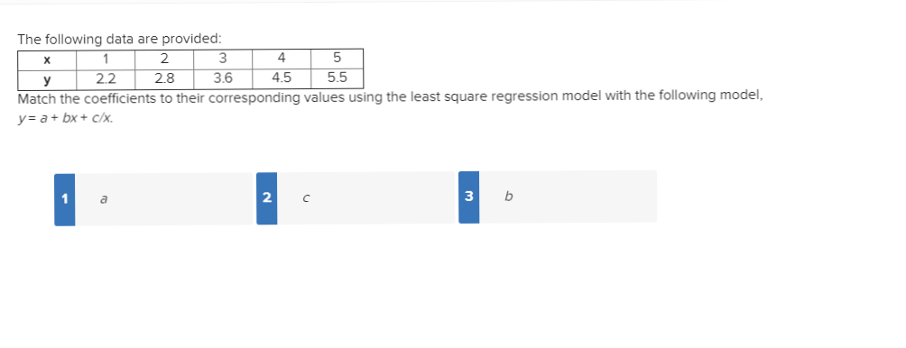 Solved The following data are provided: 3 4 2 3.6 4.5 5.5 | Chegg.com