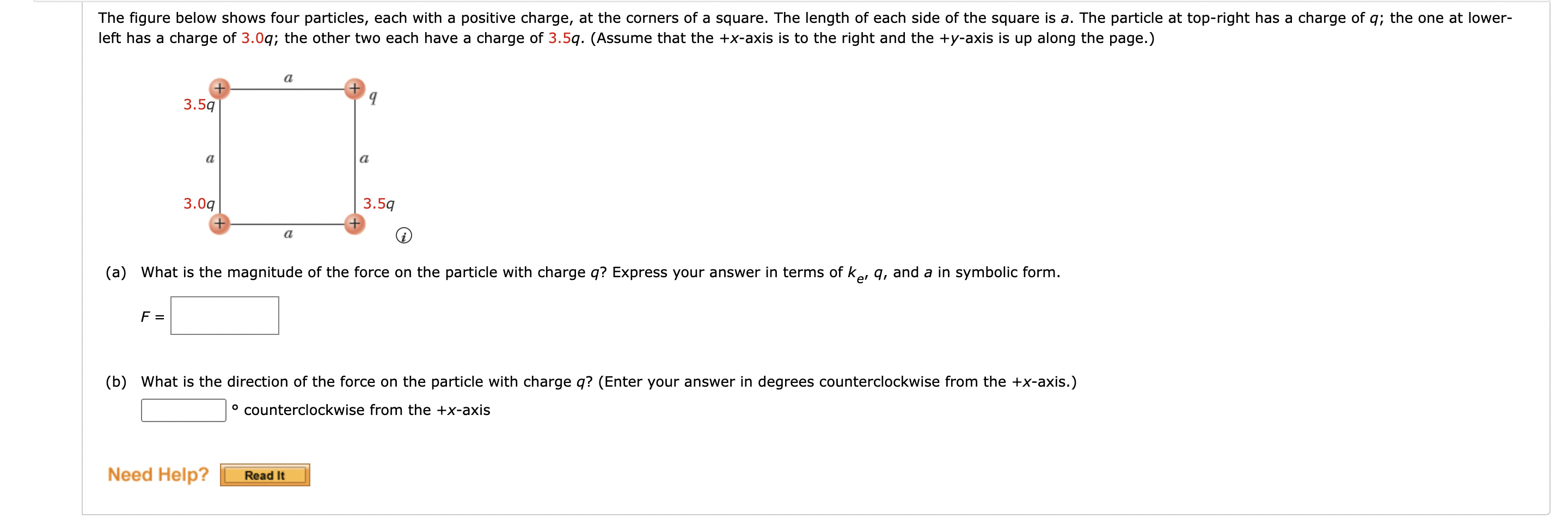 Solved The figure below shows four particles, each with a | Chegg.com