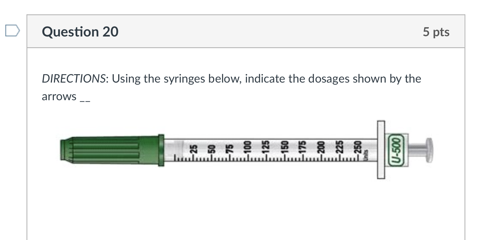 Solved DIRECTIONS: Using the syringes below, indicate the | Chegg.com