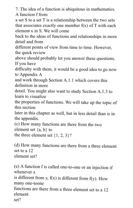 Solved 7. The idea of a function is ubiquitous in | Chegg.com