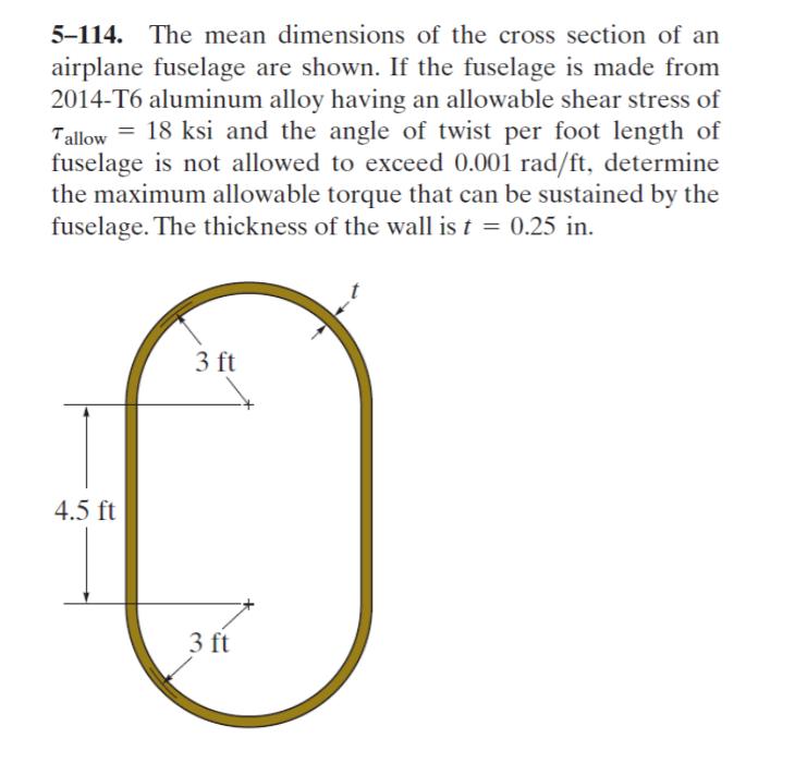 Solved 5-114. The mean dimensions of the cross section of an | Chegg.com