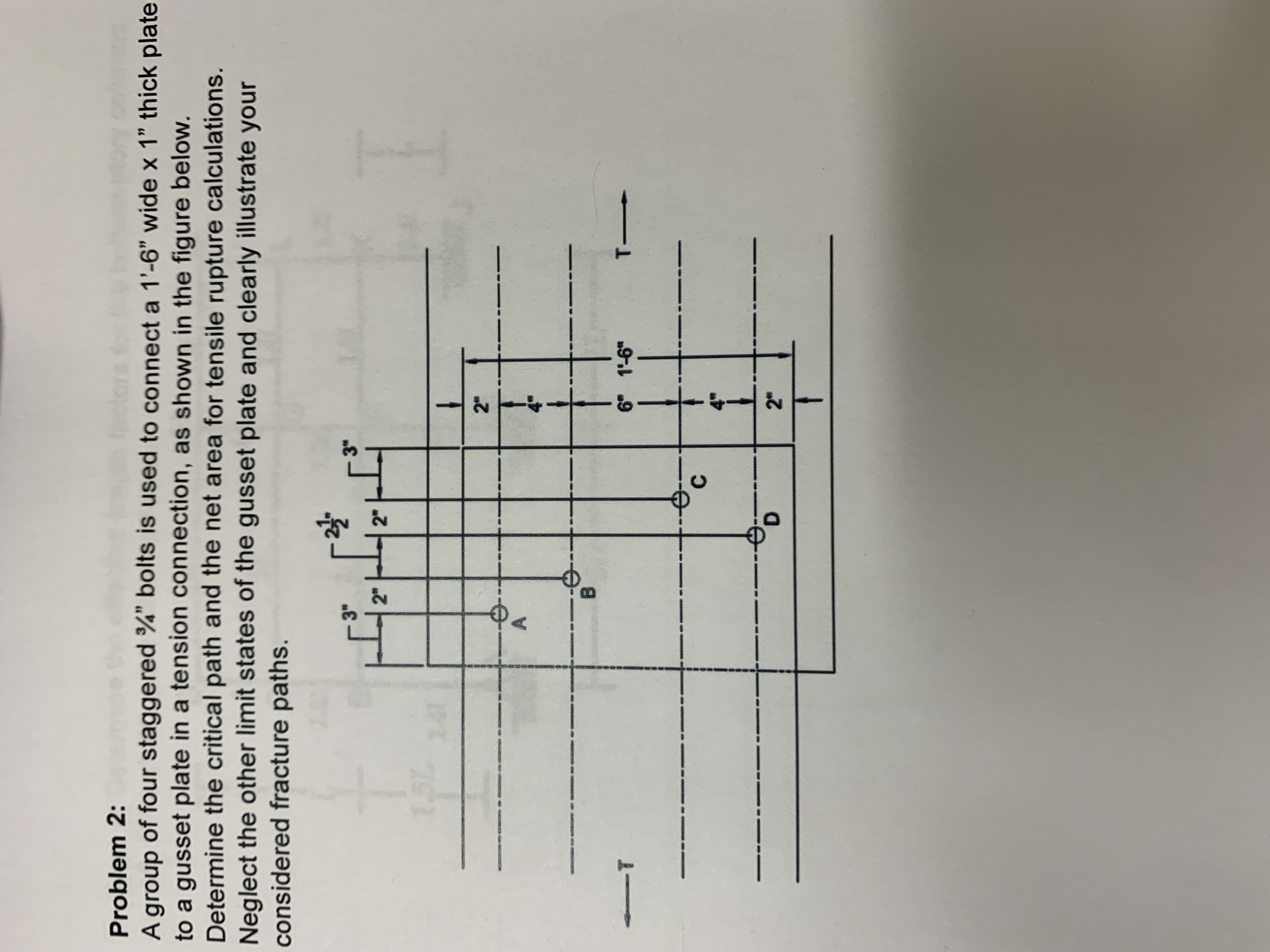 Solved Problem 2: A group of four staggered 3//4 " bolts is | Chegg.com