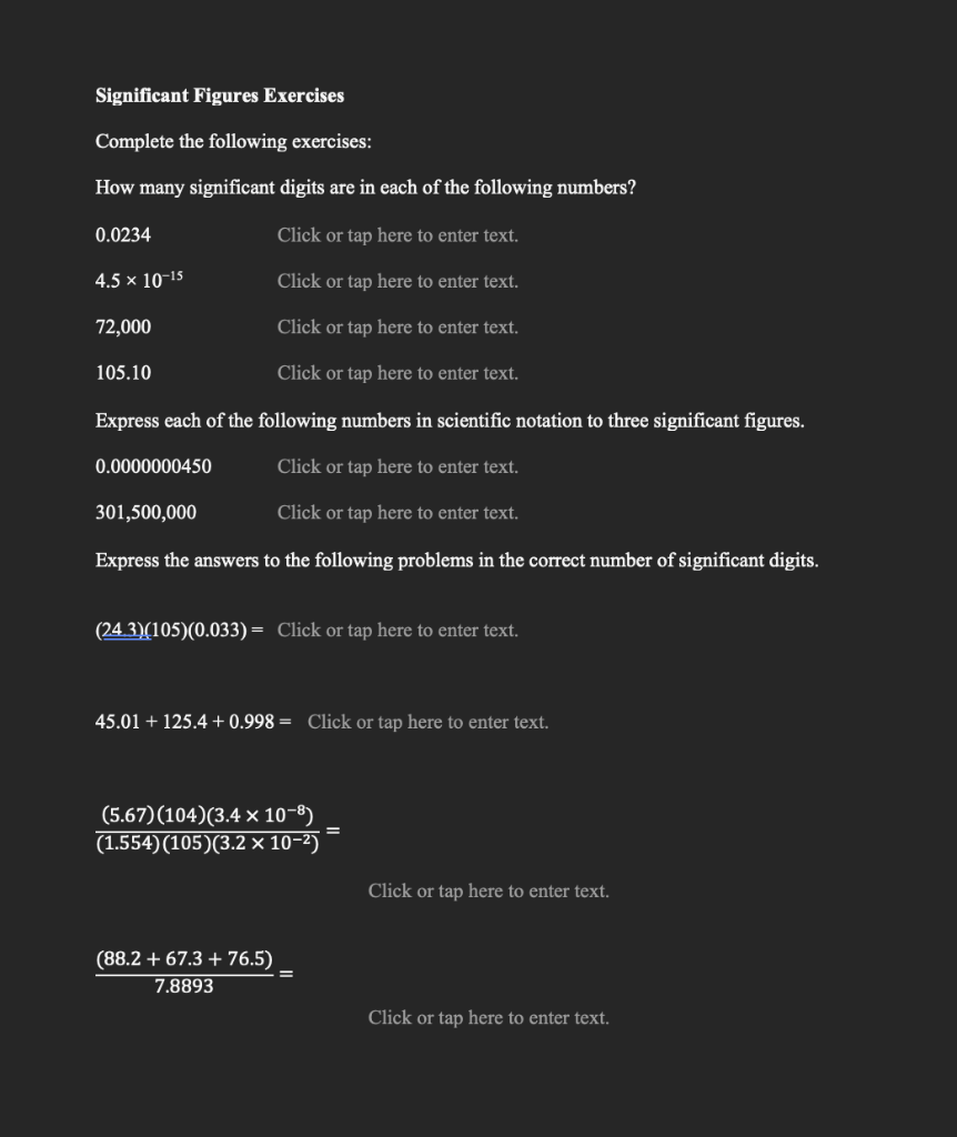 Solved Significant Figures Exercises Complete the following | Chegg.com