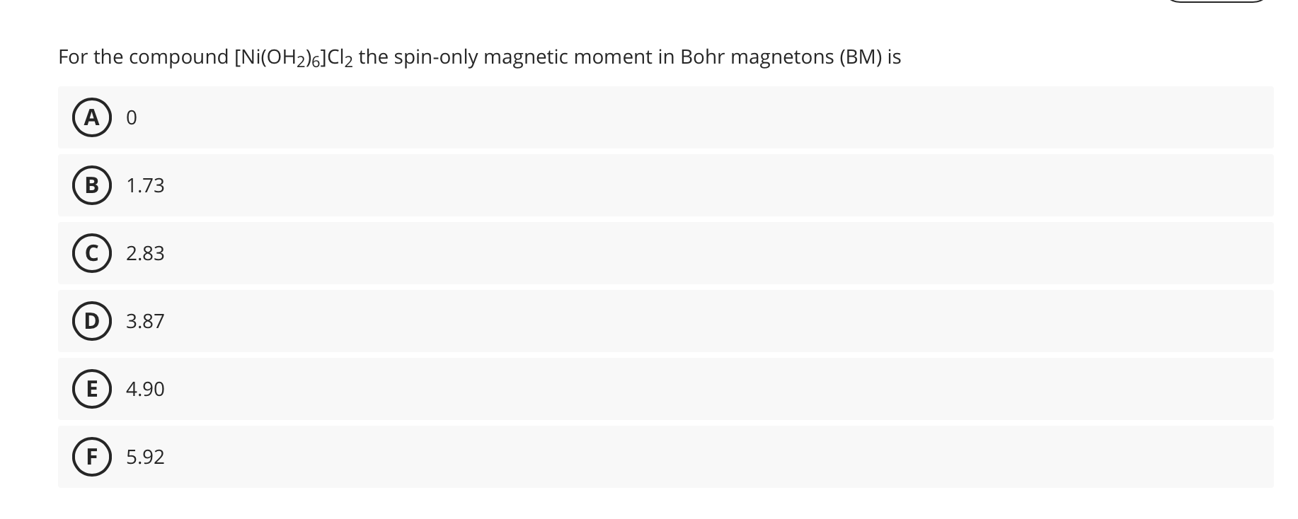 [Solved]: code class="asciimath">For the compound