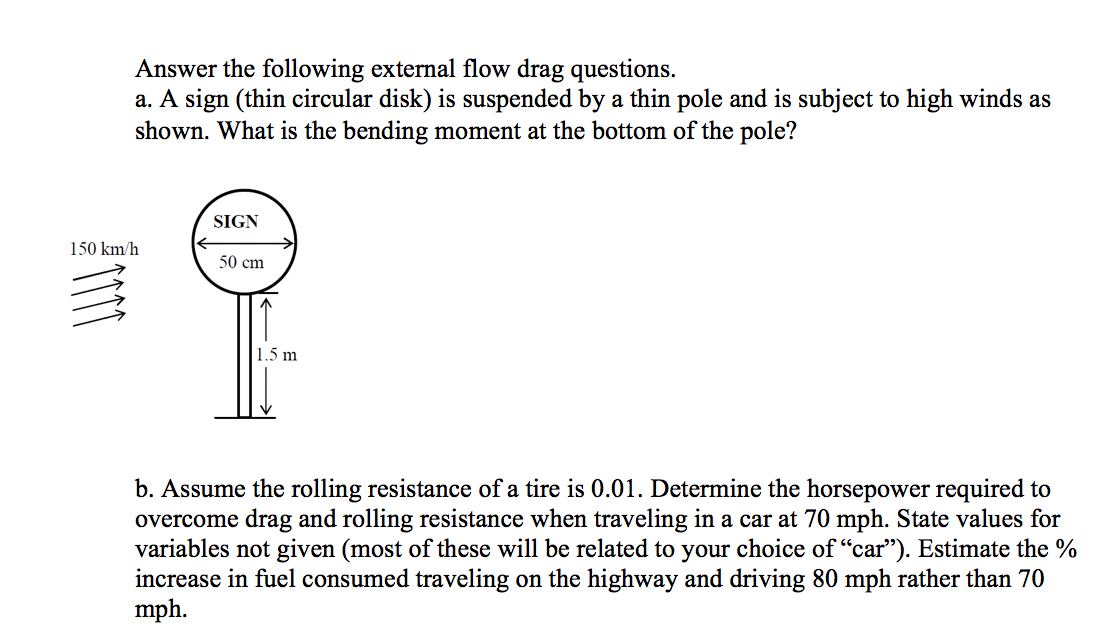 Solved Answer the following external flow drag questions. a. | Chegg.com