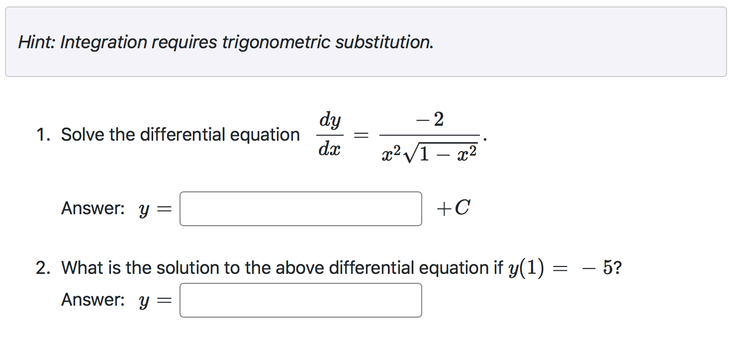 Solved Hint: Integration requires trigonometric | Chegg.com