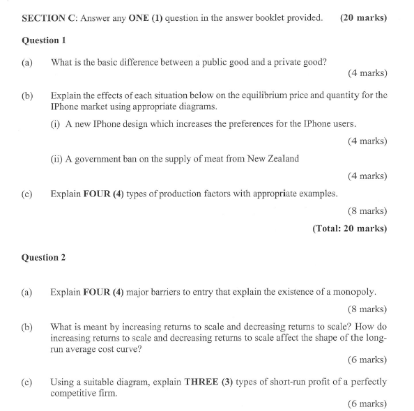 Solved SECTION C: Answer any ONE (1) question in the answer | Chegg.com