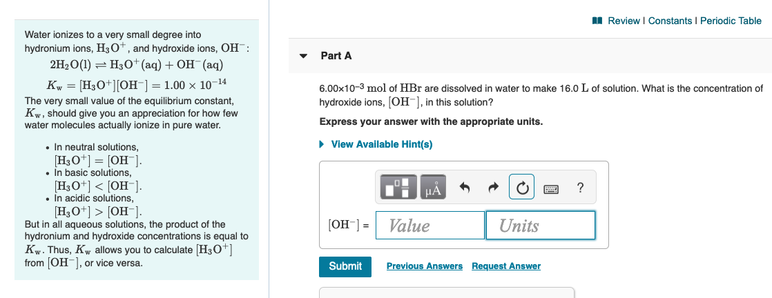 Solved M Review | Constants Periodic Table Part A Water | Chegg.com
