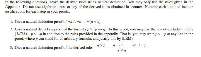 Solved In the following questions, prove the derived rules | Chegg.com
