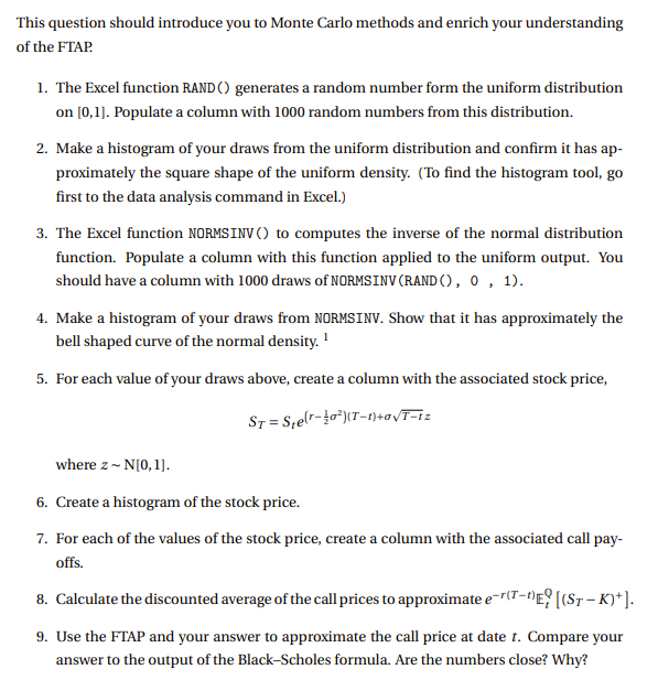 Solved This question should introduce you to Monte Carlo | Chegg.com