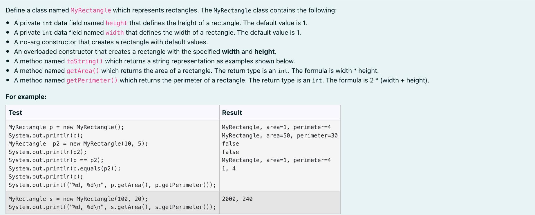 Solved Define a class named MyRectang le which represents | Chegg.com