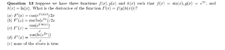 Solved Question 13 Suppose we have three functions f(x)⋅g(x) | Chegg.com