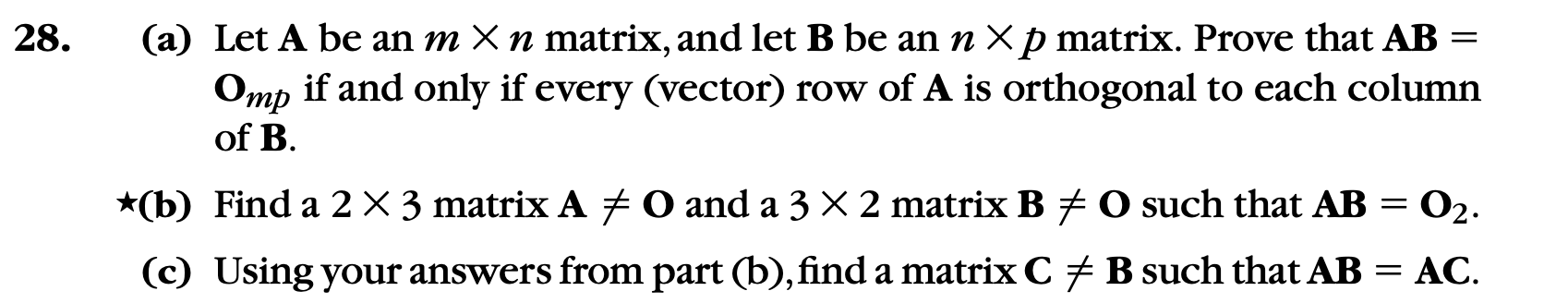 Solved (a) ﻿Let A ﻿be an m×n ﻿matrix, and let B ﻿be an n×p | Chegg.com