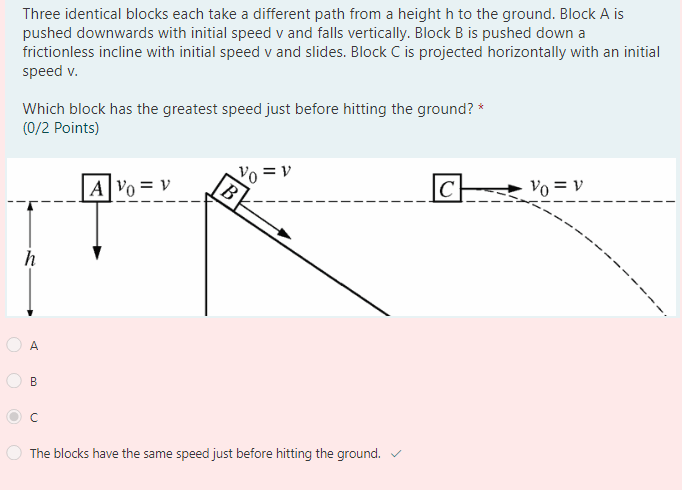 Solved Three identical blocks each take a different path | Chegg.com