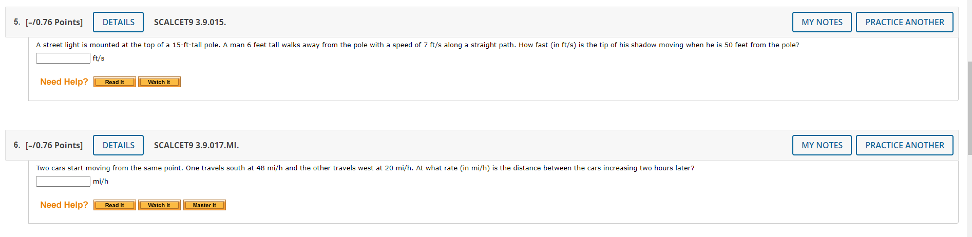 Solved 5. [-/0.76 Points] DETAILS SCALCET9 3.9.015. PRACTICE | Chegg.com