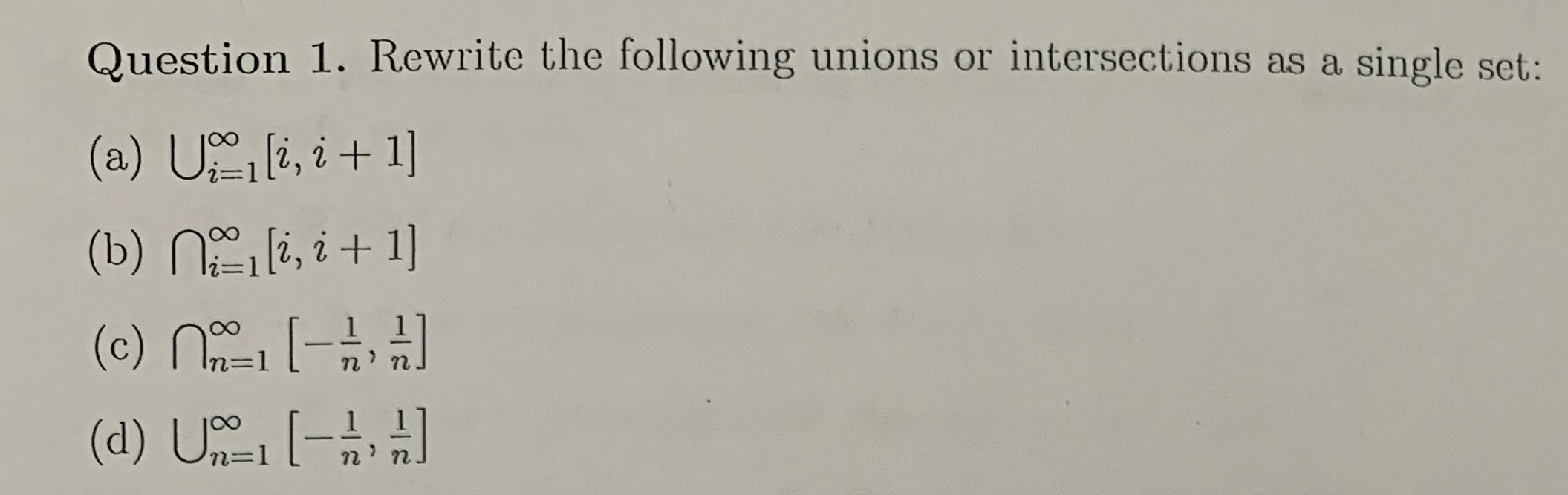 Solved Question 1. Rewrite the following unions or | Chegg.com