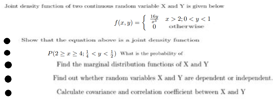 Solved Joint density function of two continuous randon | Chegg.com