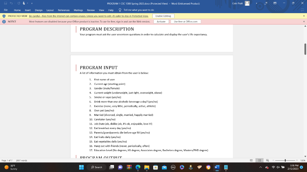 Solved Program Description Your Program Must Ask The User 
