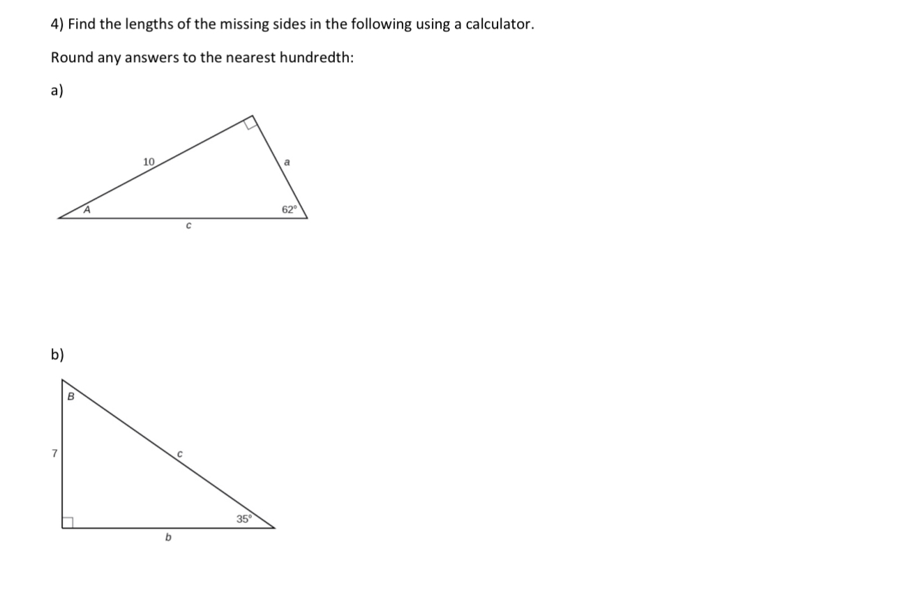 Solved Find the lengths of the missing sides in the | Chegg.com