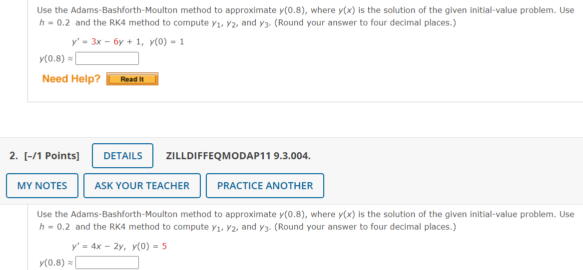 Solved Use the Adams-Bashforth-Moulton method to approximate | Chegg.com