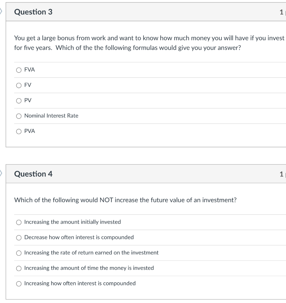 Solved Question 3 1 You get a large bonus from work and want | Chegg.com