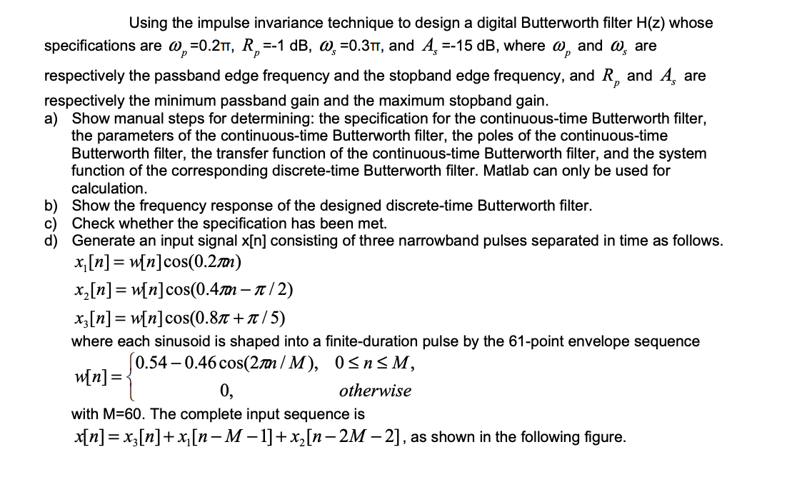 Using the impulse invariance technique to design a | Chegg.com