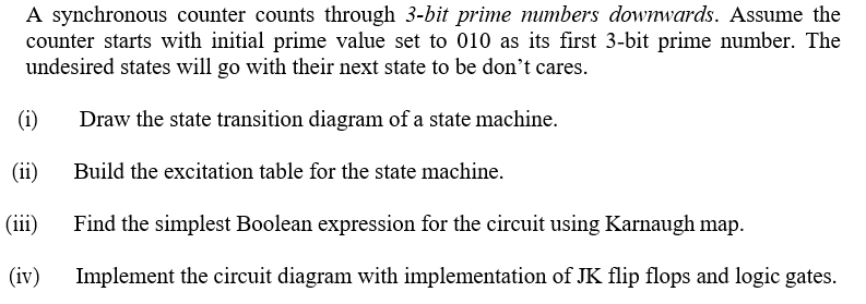 Solved A synchronous counter counts through 3-bit prime | Chegg.com