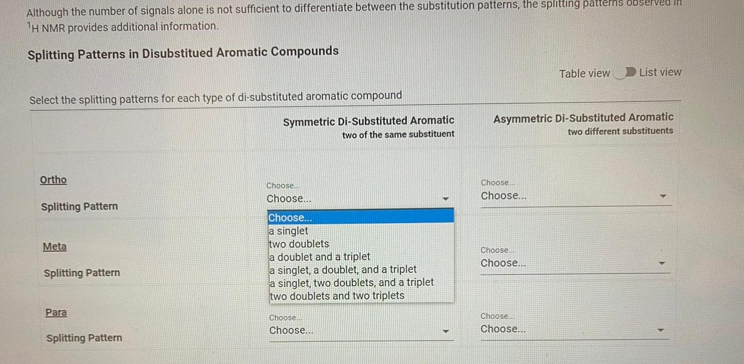 Solved (3pts) Using Splitting Patterns to Discern | Chegg.com