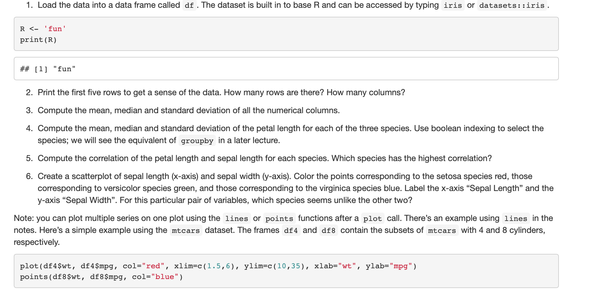 Solved Using R： Compute the mean, median and standard | Chegg.com