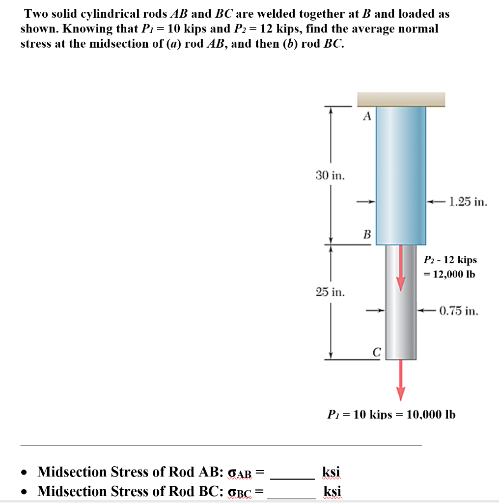 Solved Two solid cylindrical rods AB and BC are welded | Chegg.com