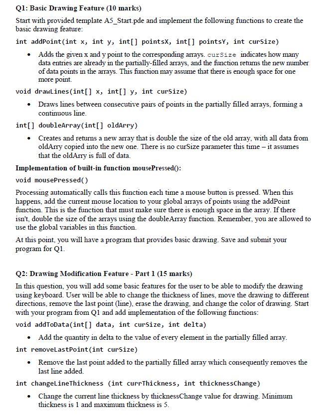 Solved Simple Drawing program - 40 marks Implement a simple | Chegg.com