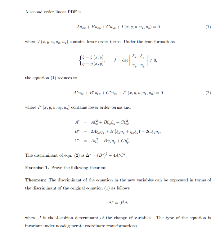 Solved A second order linear PDE | Chegg.com