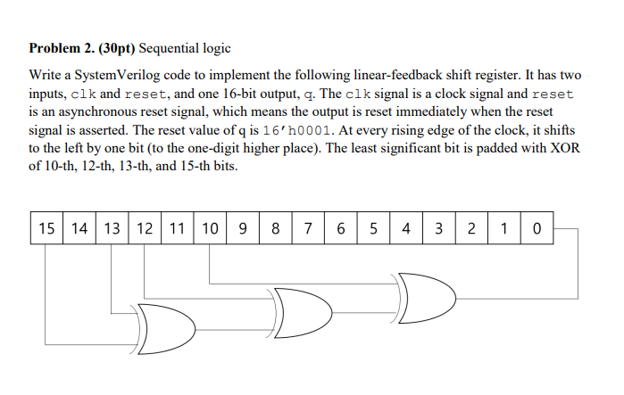 Solved Problem 2. (30pt) Sequential logic Write a | Chegg.com