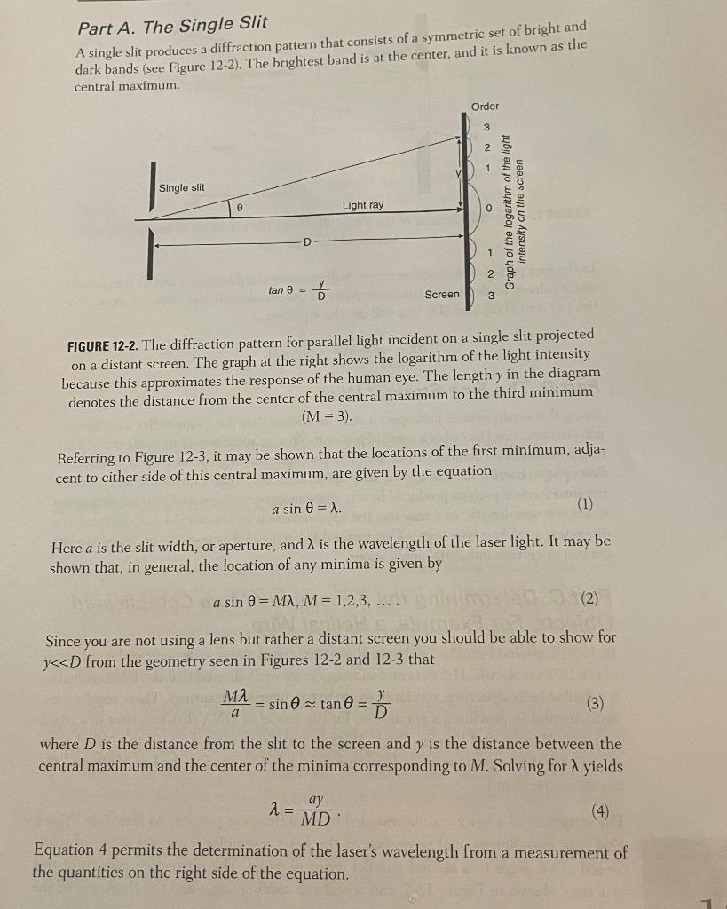 Solved Question 8Part A. The Single Slit A single slit | Chegg.com