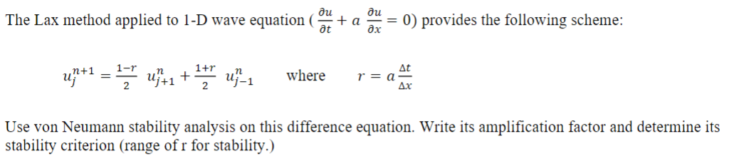 Solved The Lax method applied to 1-D wave equation | Chegg.com