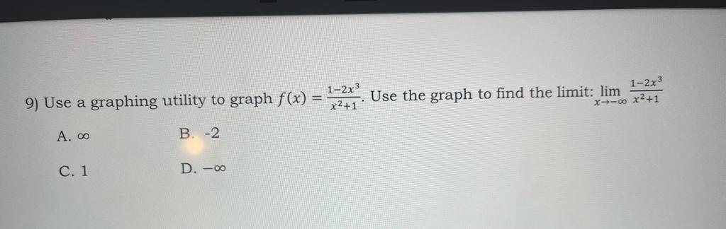 Solved 9) Use a graphing utility to graph f(x)=x2+11−2x3. | Chegg.com