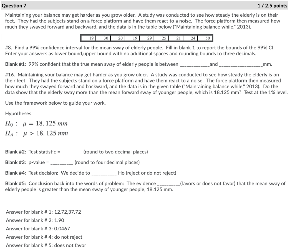 Solved Question 7 1/2.5 points Maintaining your balance may | Chegg.com