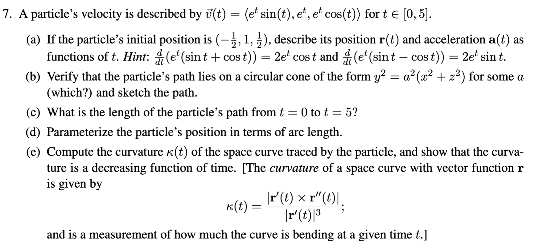 Solved A particle's velocity is described by | Chegg.com