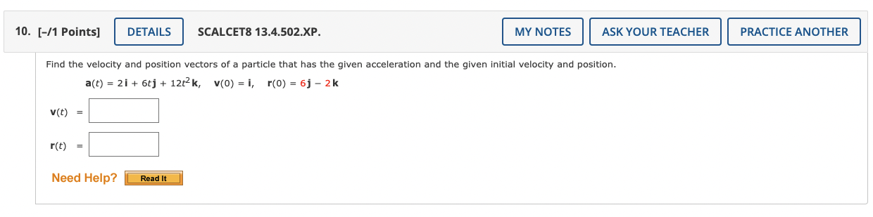 Solved 10. [-/1 Points) DETAILS SCALCET8 13.4.502.XP. MY | Chegg.com
