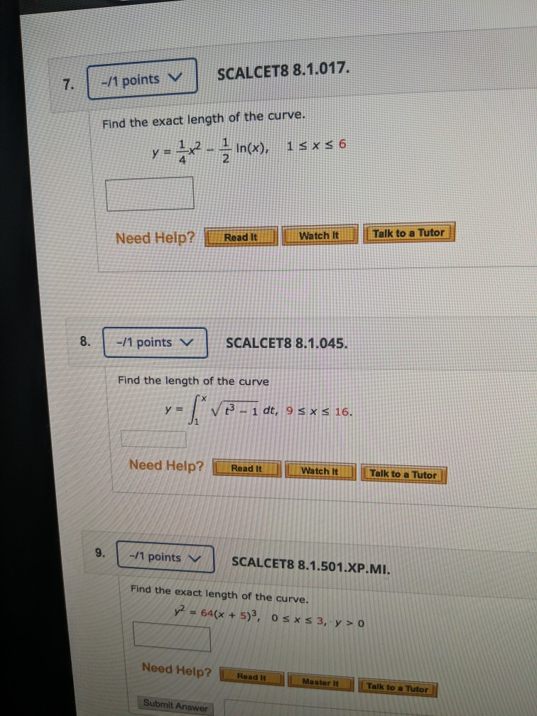 Solved | -11 points v SCALCET8 8.1.017. Find the exact | Chegg.com