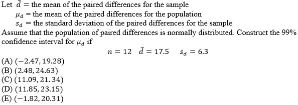 Solved Let d= the mean of the paired differences for the | Chegg.com