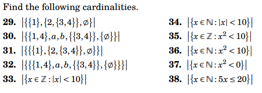 Solved Find the following cardinalities. 29. | Chegg.com