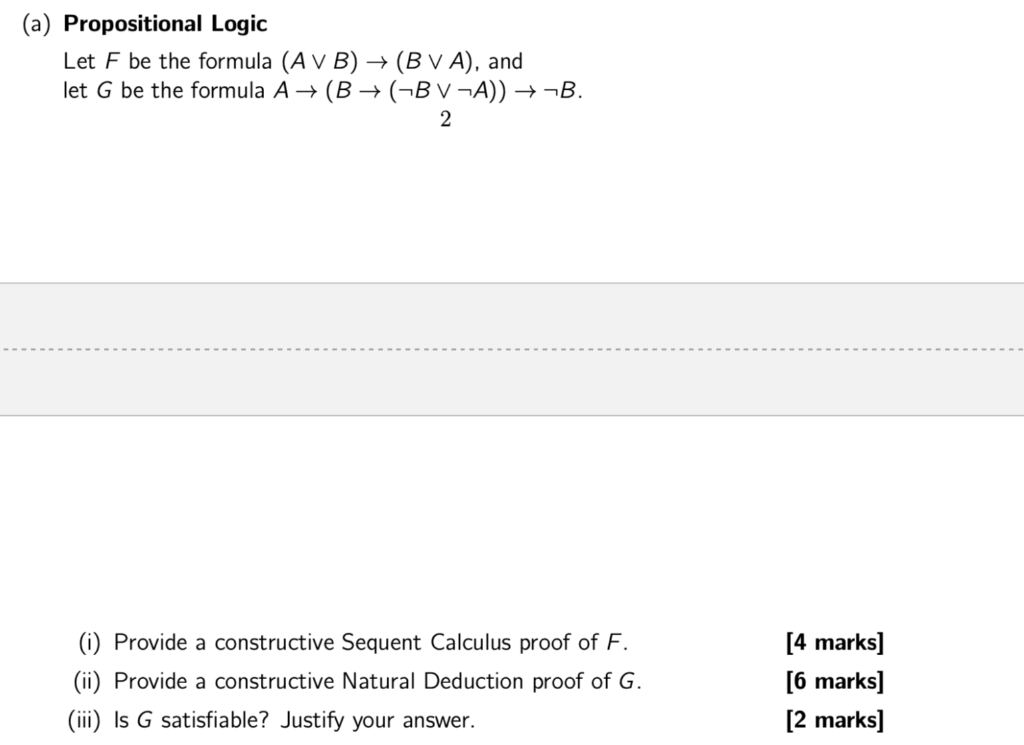 Solved (a) Propositional Logic Let F be the formula (A VB) + | Chegg.com