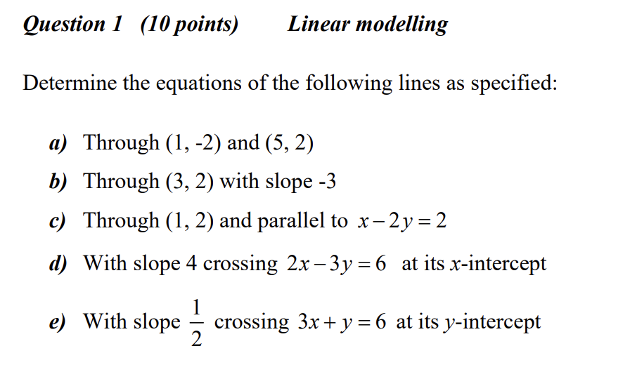 Solved Determine the equations of the following lines as | Chegg.com