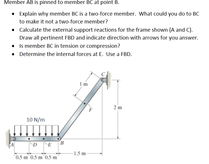 Solved Member AB is pinned to member BC at point B. • | Chegg.com