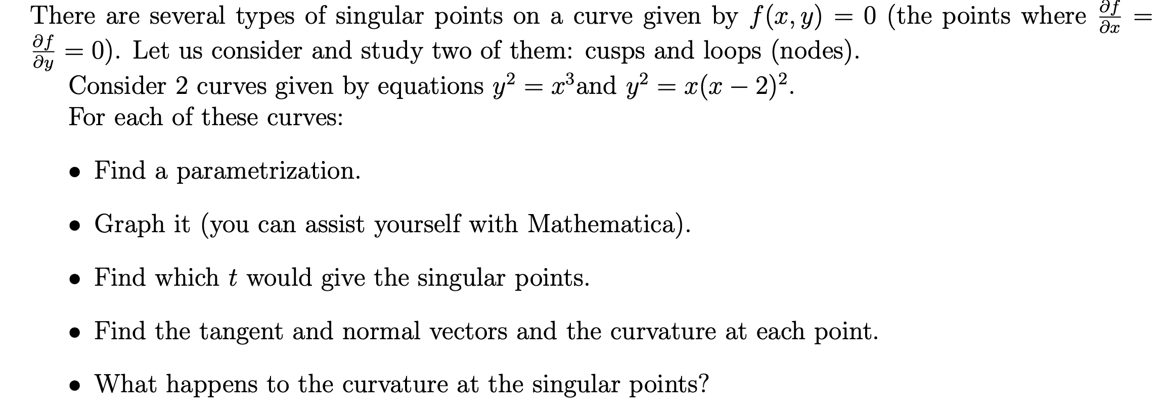 There are several types of singular points on a curve | Chegg.com