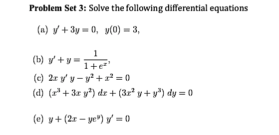 Solved Problem Set 3: Solve the following differential | Chegg.com